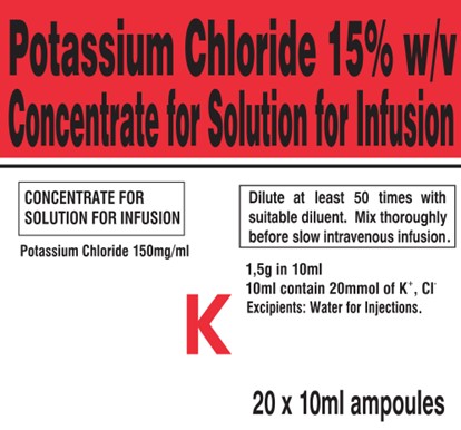 Importation of UK-Authorized Potassium Chloride 15% w/v Concentrate for Solution for Infusion ...